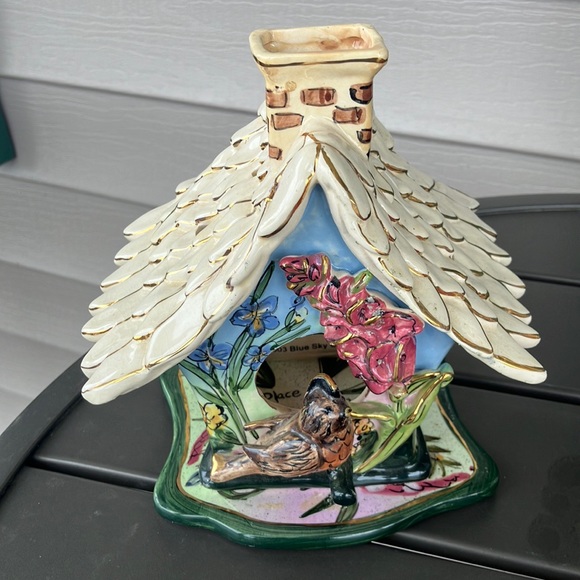 Blue Sky | Accents | Blue Sky Clayworks Robins Song Bird Tealight House ...
